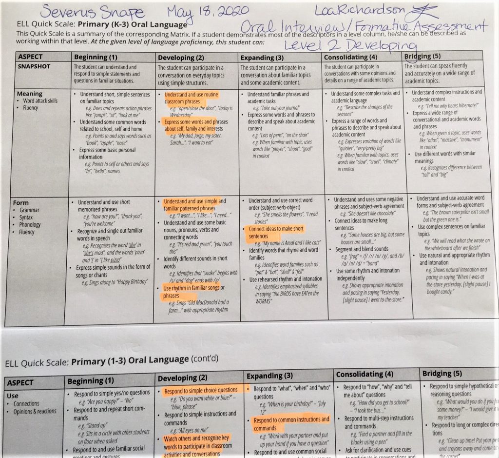 ELL Assessments NLPS Learns ELL Assessments NLPS Learns